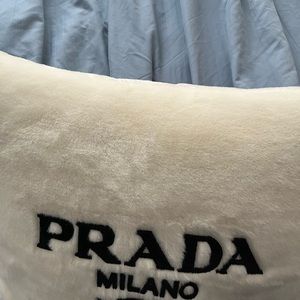 Prada | Bedding | Prada Ivory Pillow With Black Lettering | Poshmark